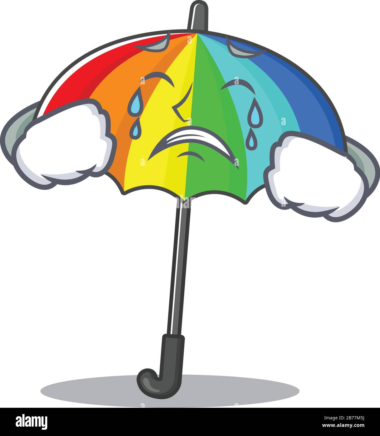 A Crying rainbow umbrella cartoon mascot design style Stock Vector ...