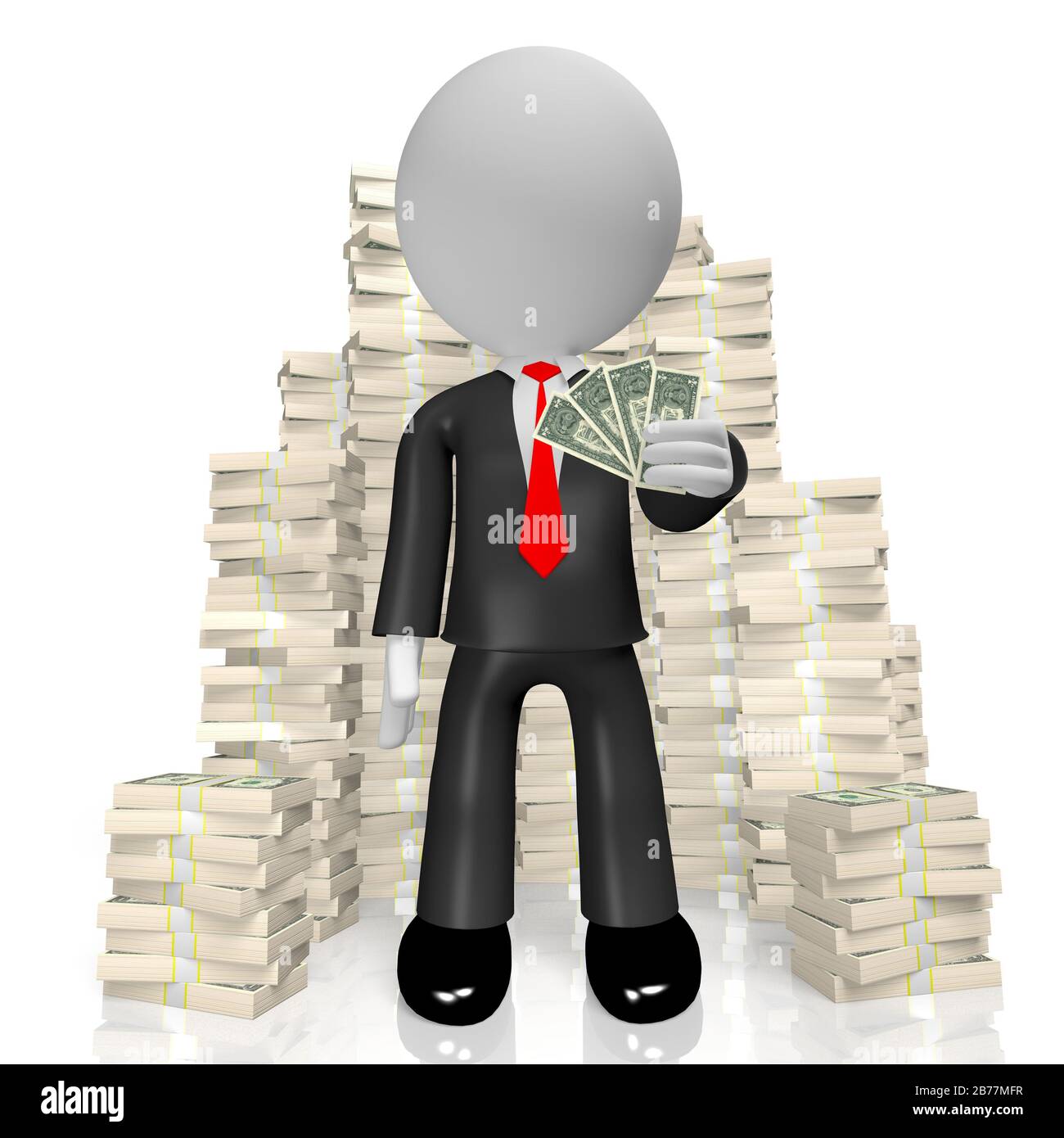 3D businessman holding money Stock Photo - Alamy