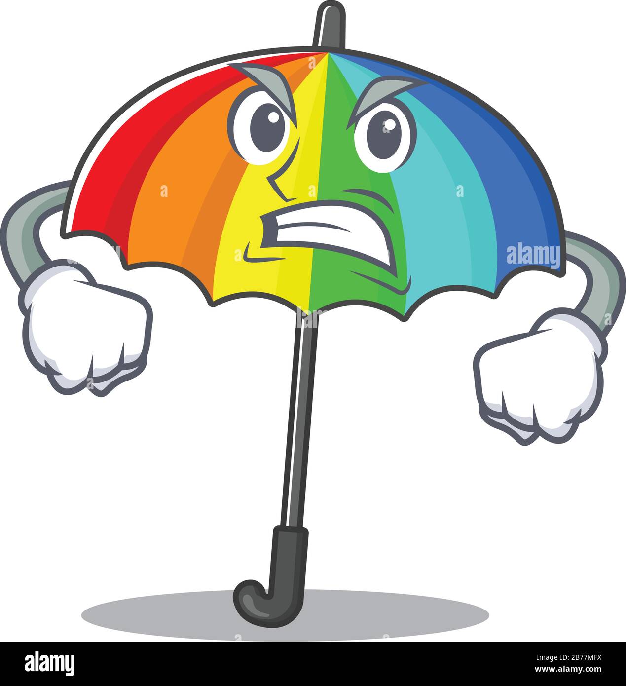 rainbow umbrella cartoon character design with angry face Stock Vector ...