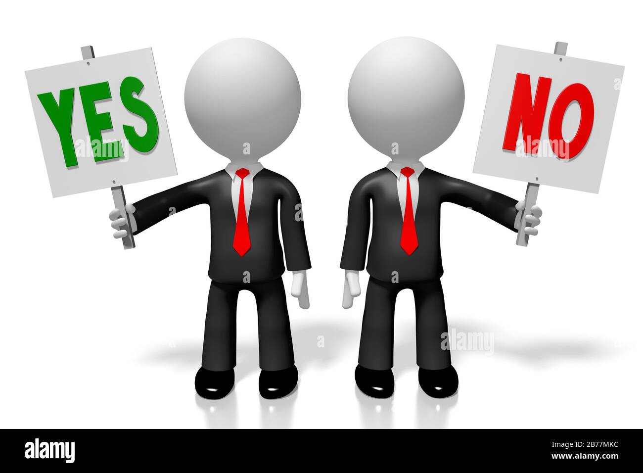 3D businessmen, yes and no concept Stock Photo - Alamy