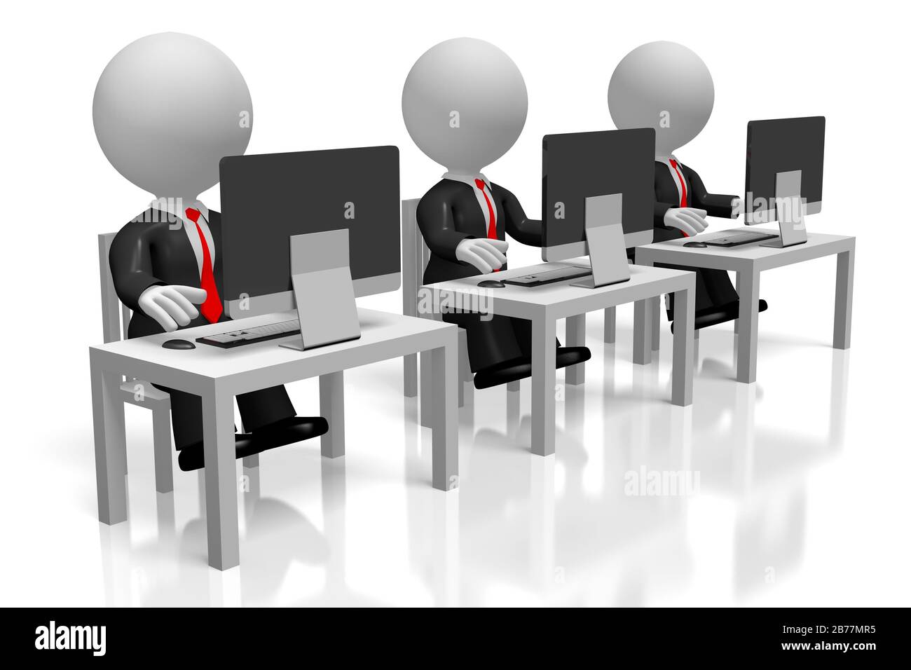 3D cartoon characters working on computers Stock Photo - Alamy