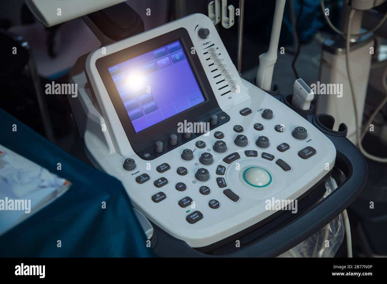 Modern ultrasound machine in clinic laboratory of sonography ...