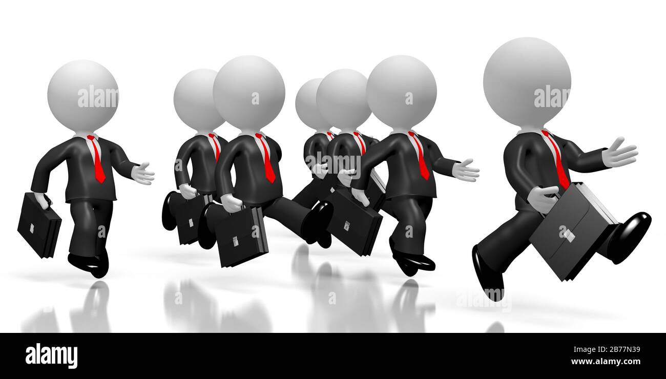 3D running businessmen - competition concept Stock Photo - Alamy