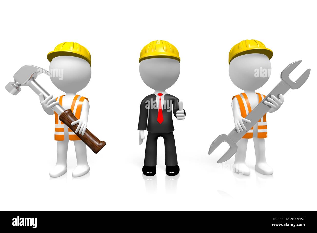 3D cartoon characters, construction site concept Stock Photo - Alamy