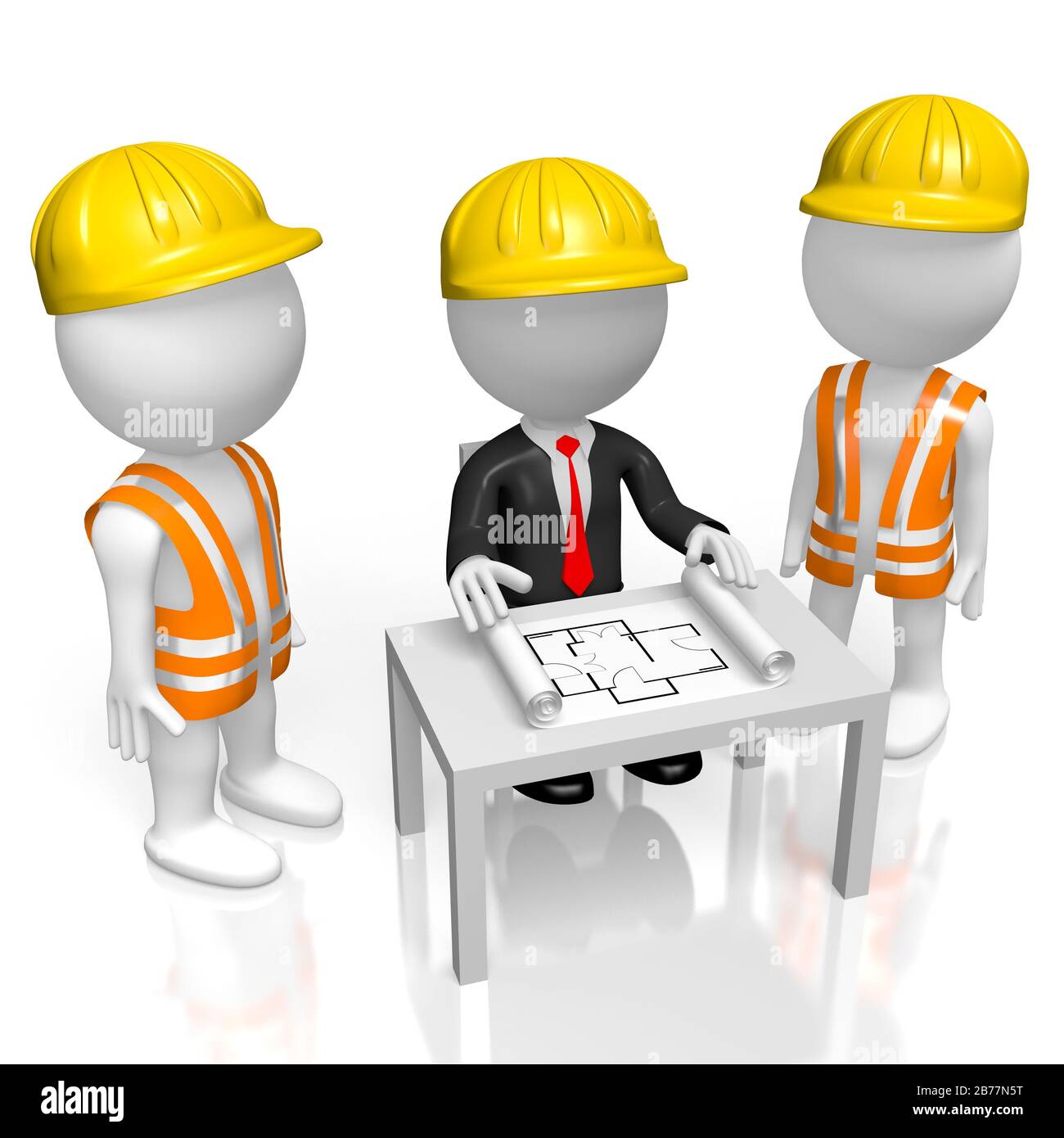 3D cartoon characters, construction site concept Stock Photo - Alamy