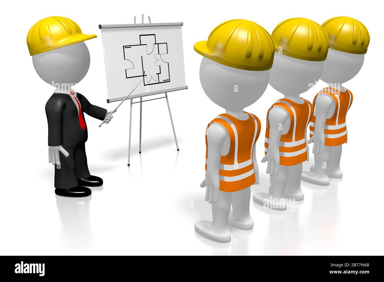 3D cartoon characters, construction site concept Stock Photo - Alamy