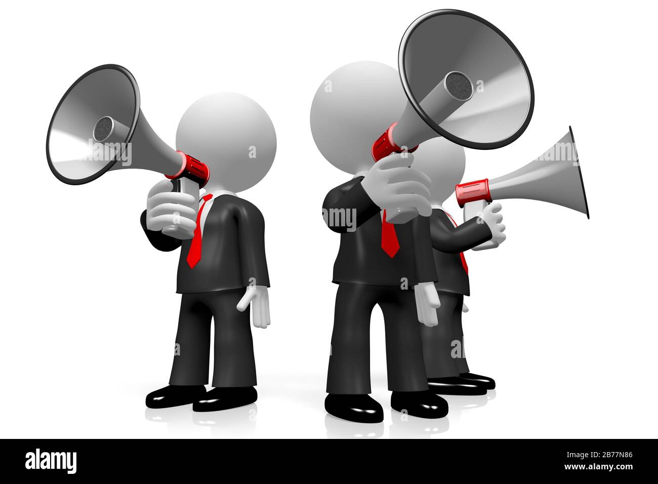 3D cartoon characters with megaphones - announcement concept Stock ...