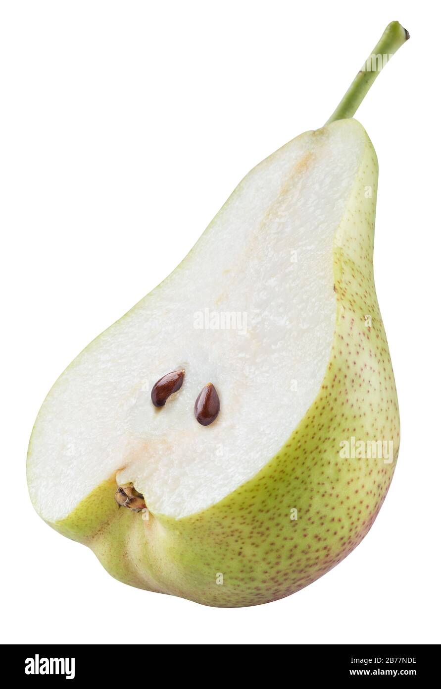 Good half of ripe pear on white background. File contains clipping path ...