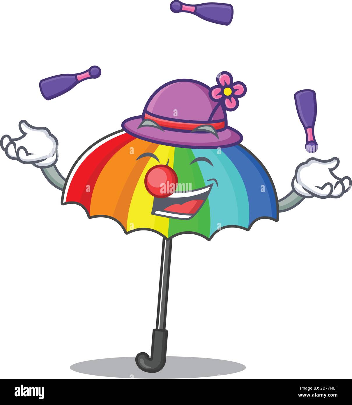 A sweet rainbow umbrella mascot cartoon style playing Juggling Stock ...