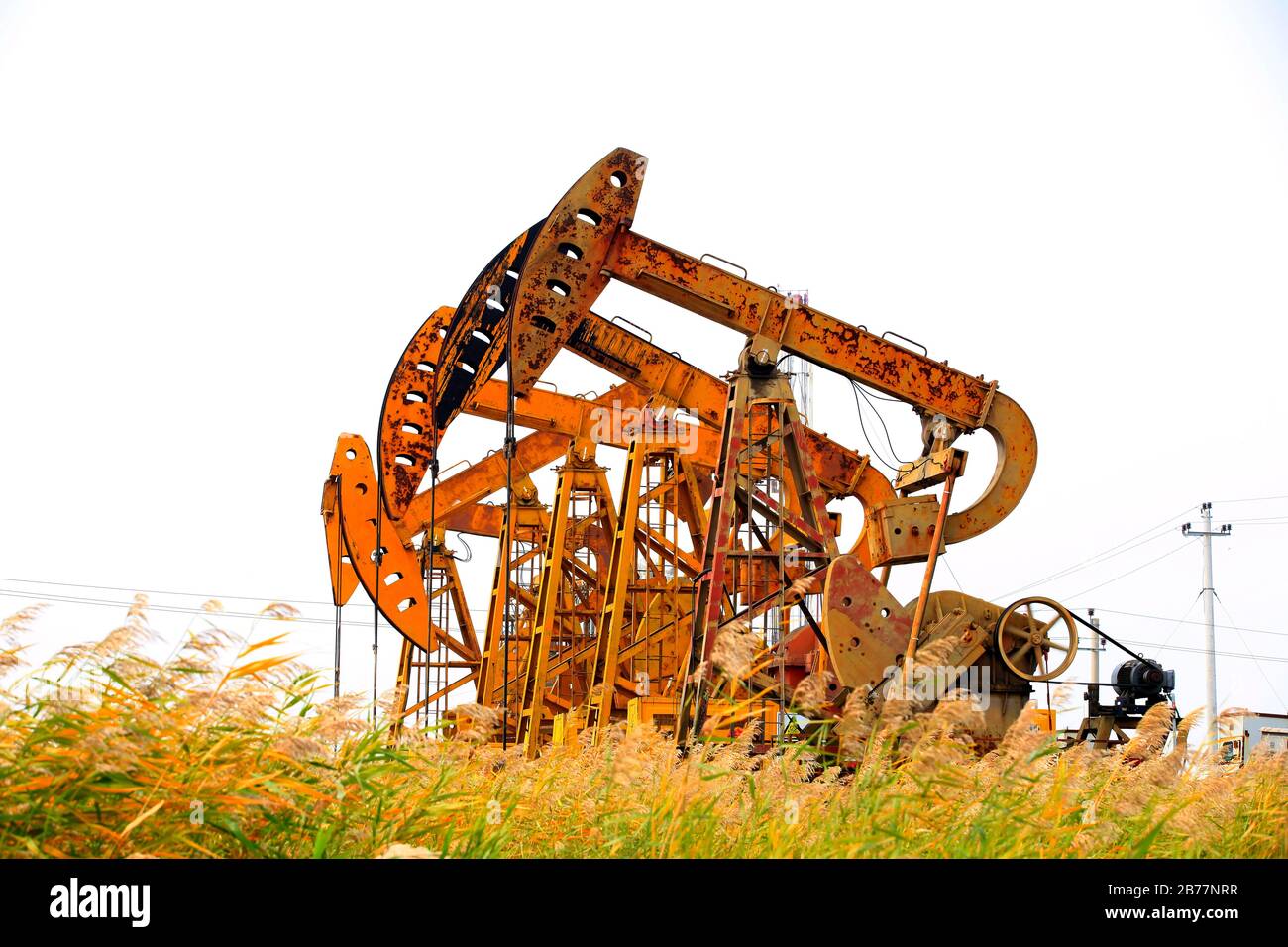 Field site, oil beam pumping unit Stock Photo - Alamy