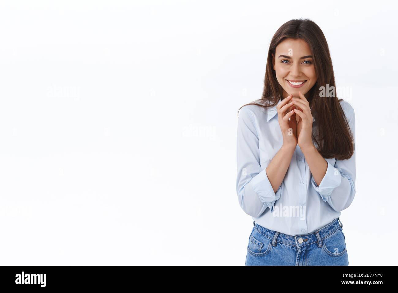 Girl have interesting secret plan, scheming something, giggle ...