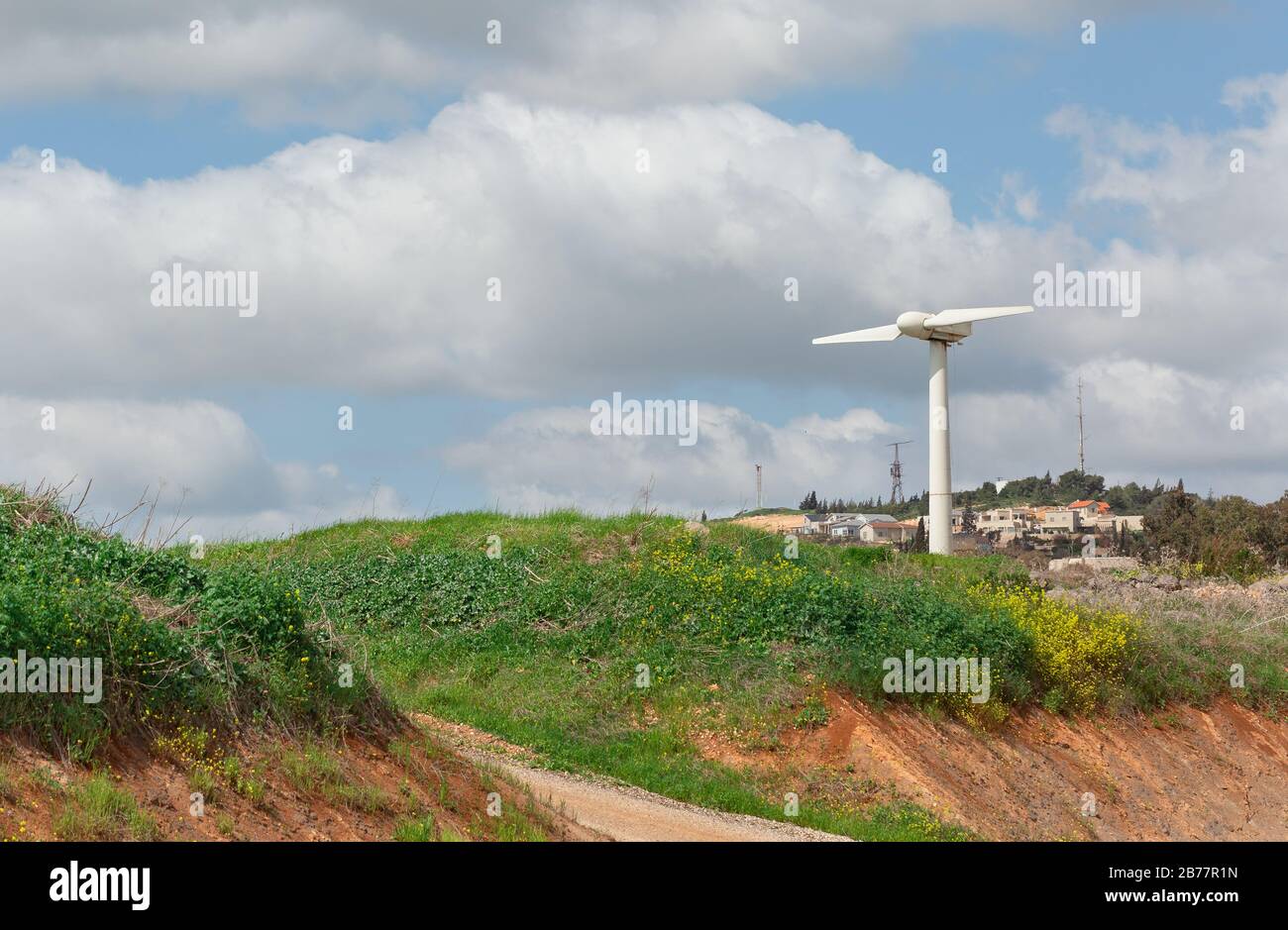 rural landscape with wind generators in Israel Stock Photo - Alamy
