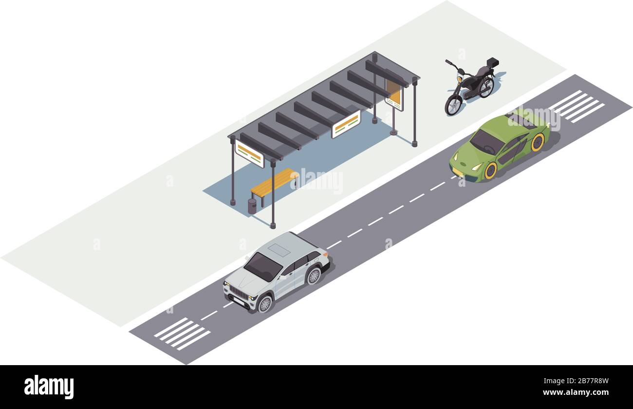 Waiting station isometric color vector illustration Stock Vector Image ...