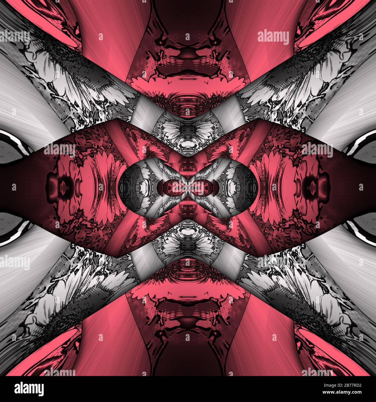 3D rendering of computer generated fractal artwork in halftone style ...