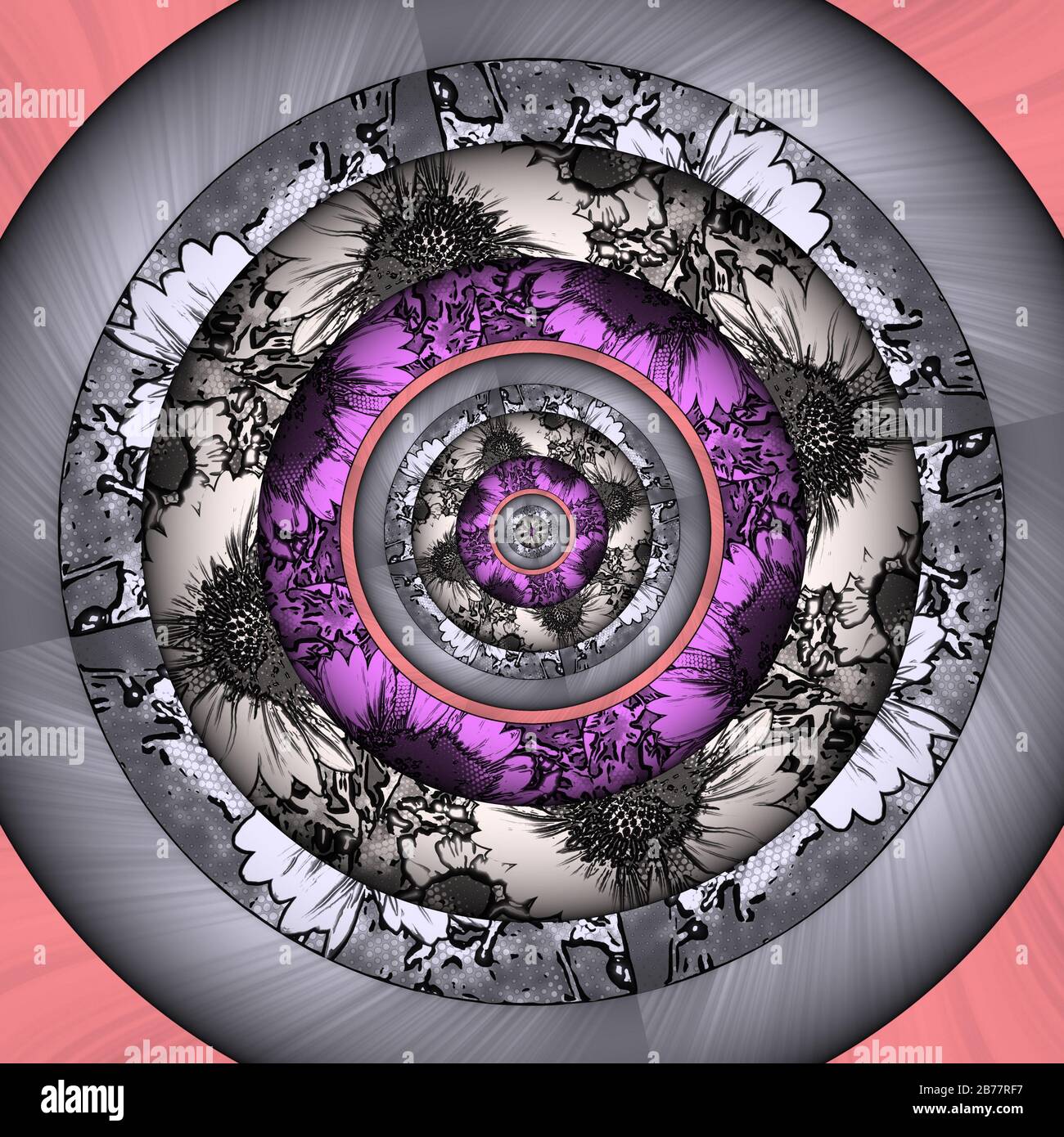 3D rendering of computer generated fractal artwork in halftone style ...
