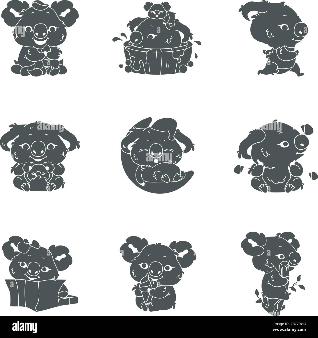 Cute ice cream character Black and White Stock Photos & Images - Alamy