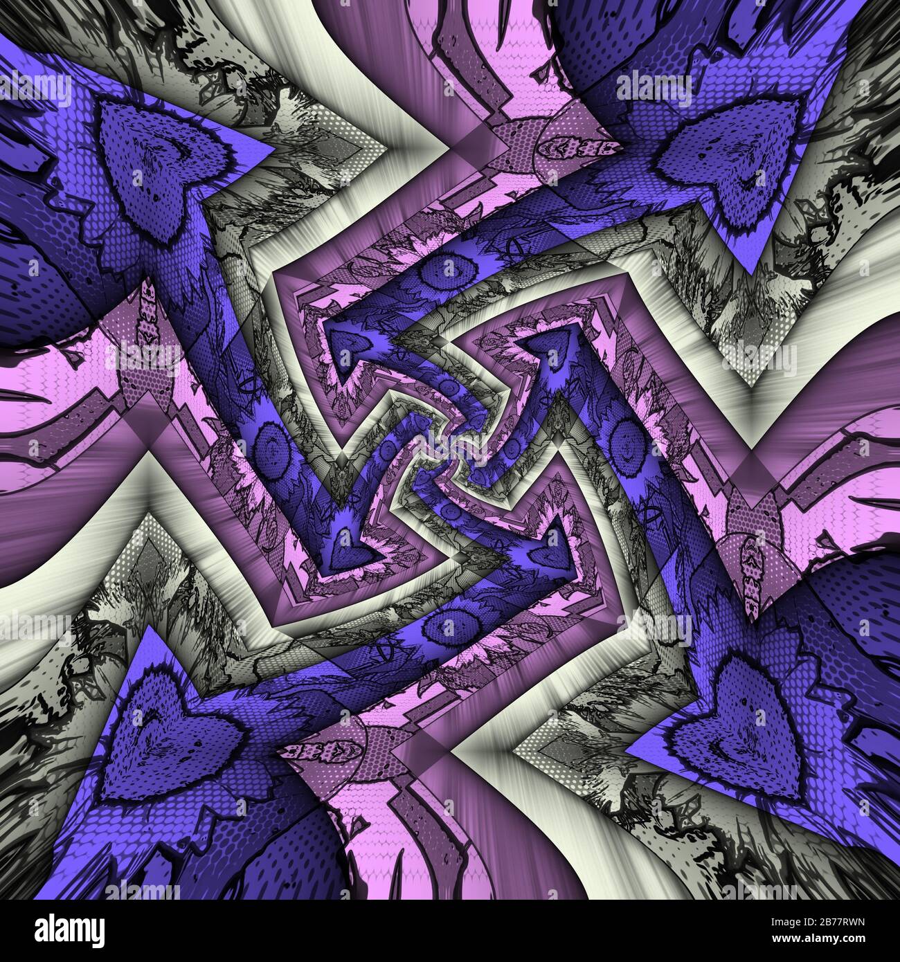 3D rendering of computer generated fractal artwork in halftone style ...