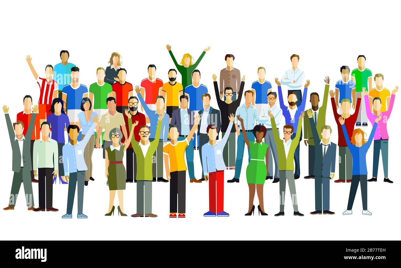 cheerful group of people in the community - vector illustration Stock ...