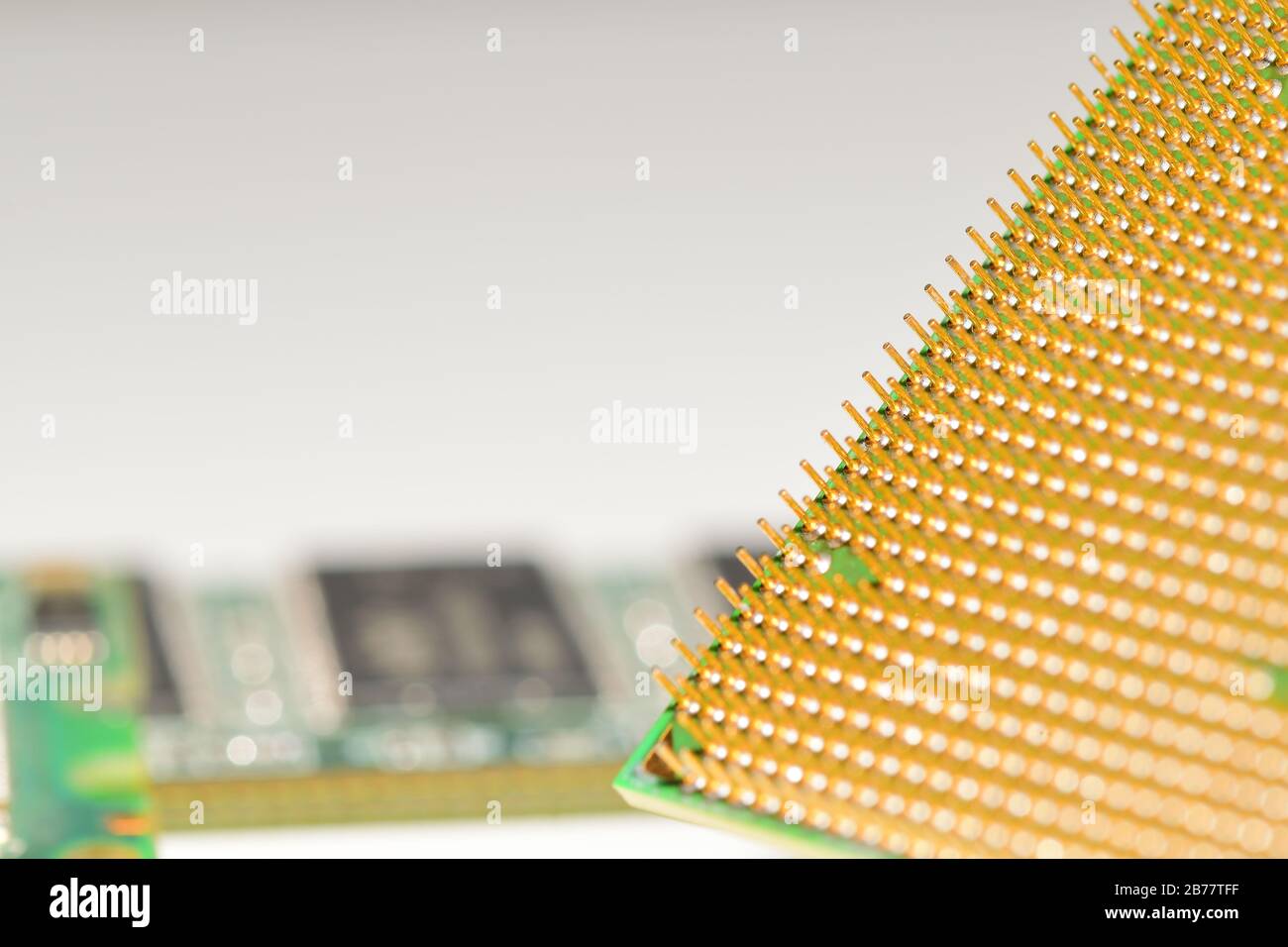 CPU with a memory on the background. Central processor unit. Golden ...