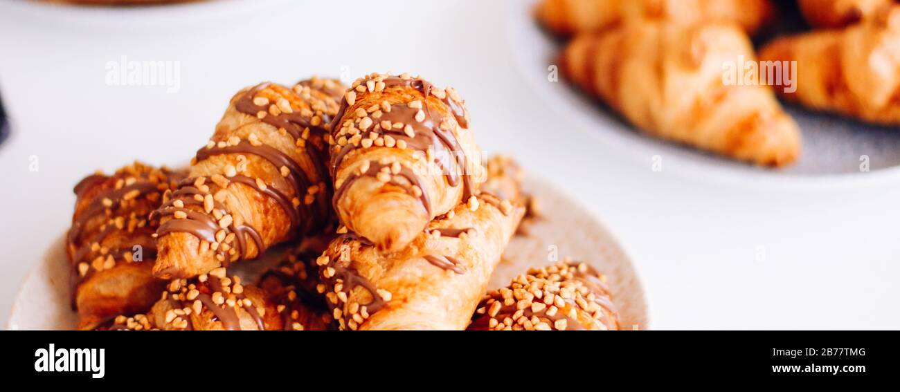 Pastry buffet served at charity event, sweet food and dessert table ...