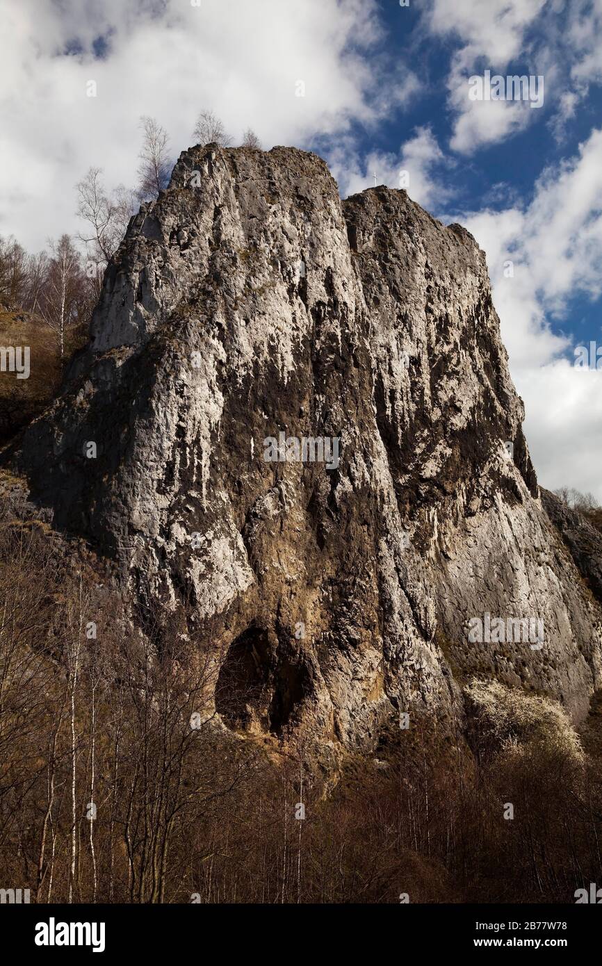 Natural rock monument from mass limestone with gruermannshoehle hi-res ...