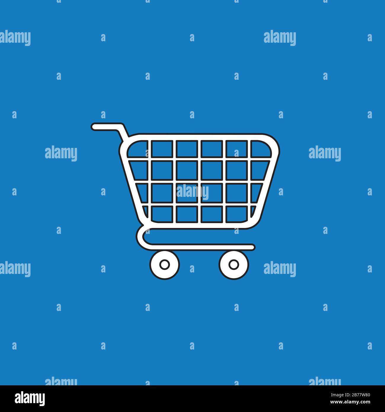 Vector illustration icon concept of shopping cart. Black outlines, blue ...
