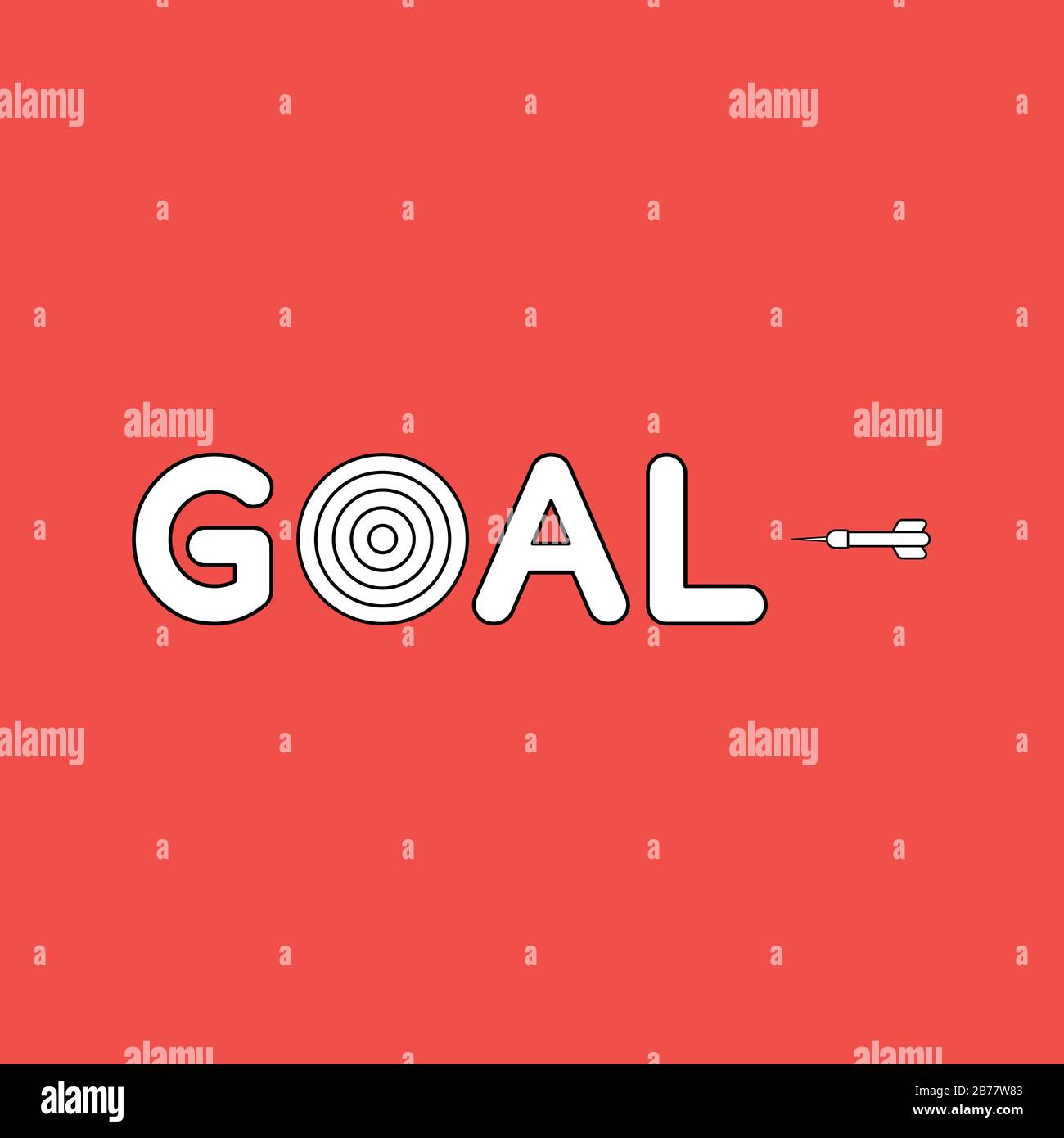 Vector illustration concept of goal text with bulls eye and dart. Black ...