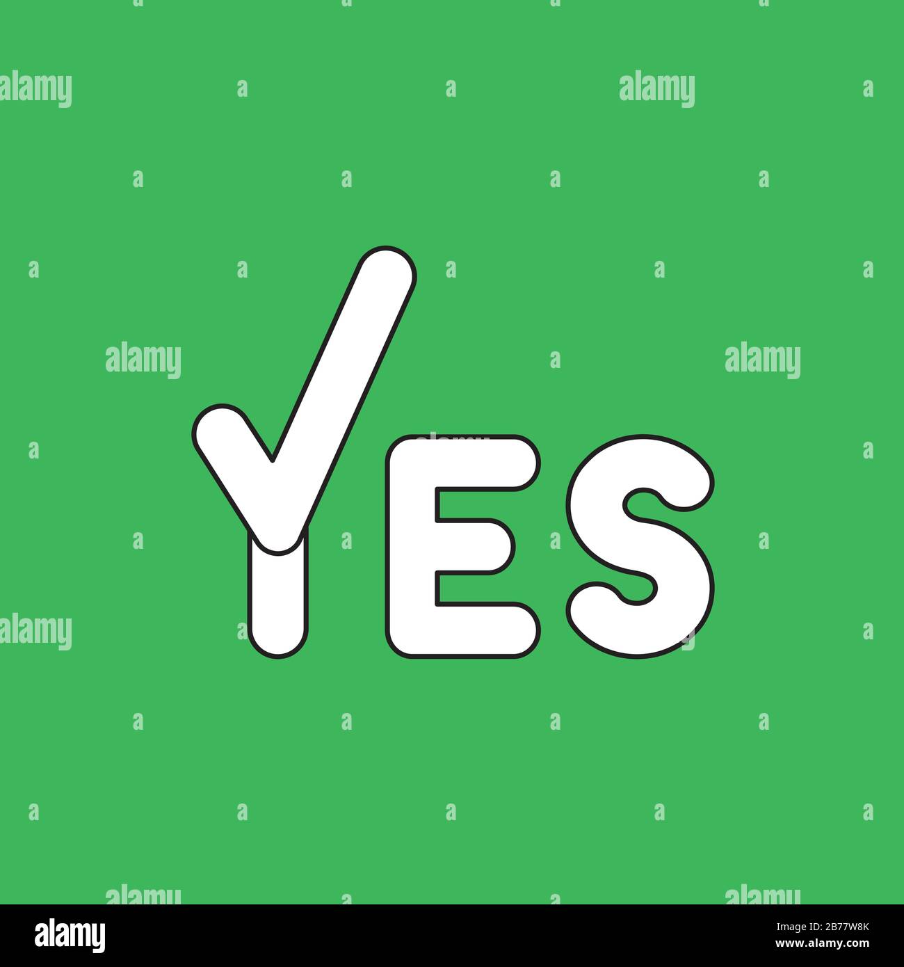 Vector illustration icon concept of yes word with check mark. Black ...