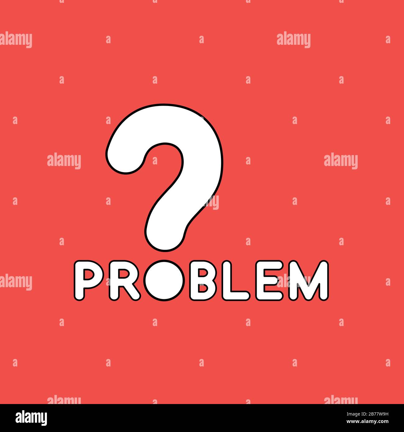 Vector illustration concept of problem text with question mark. Black ...