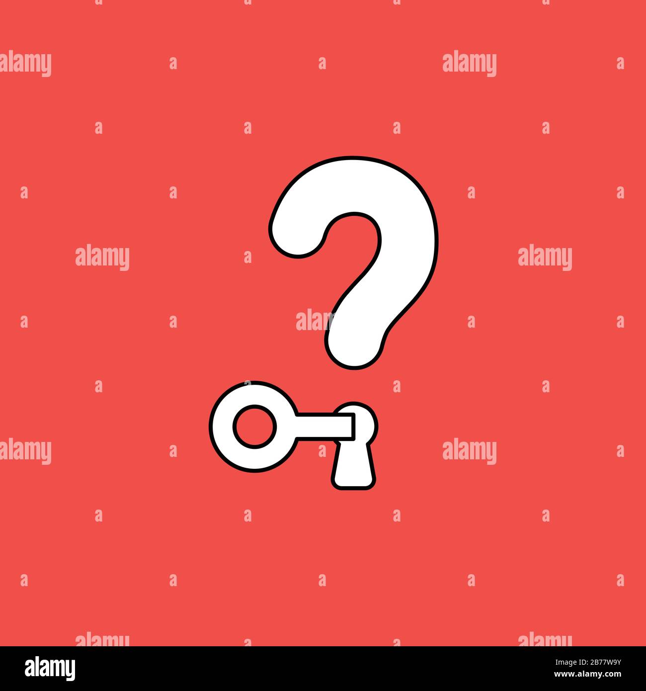 Vector illustration concept of question mark with key locking or ...