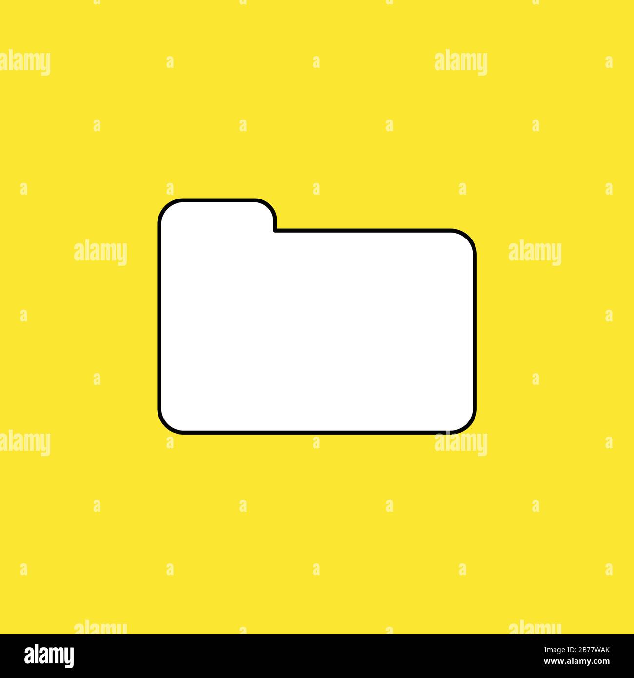 Vector illustration of closed folder icon. Black outlines, yellow ...