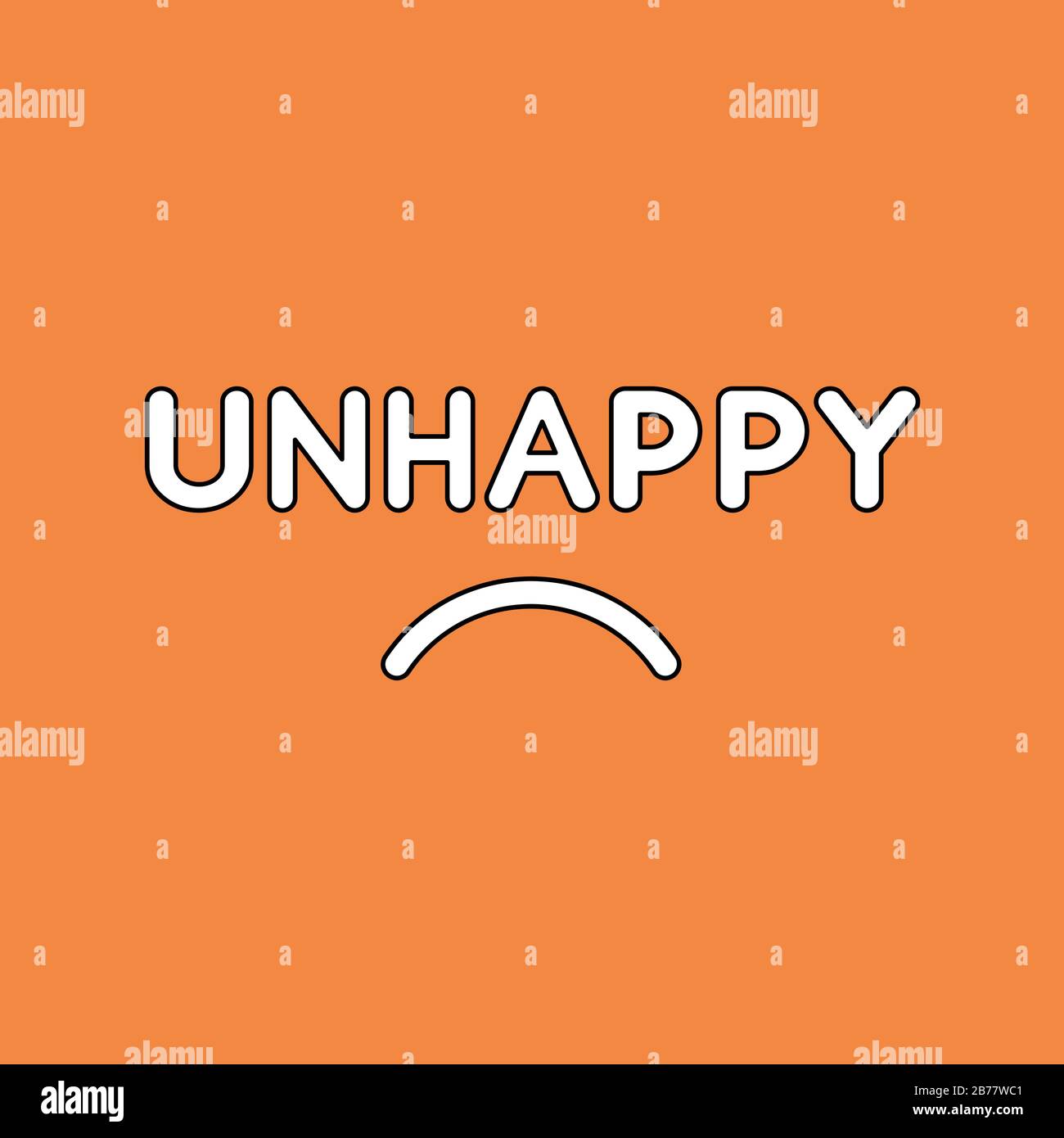 Vector illustration concept of unhappy text with sulking mouth. Black ...