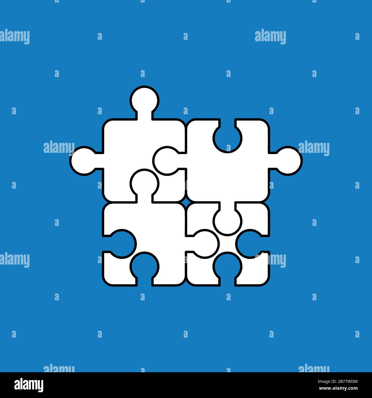 Vector illustration concept of jigsaw puzzle pieces connected. Black ...