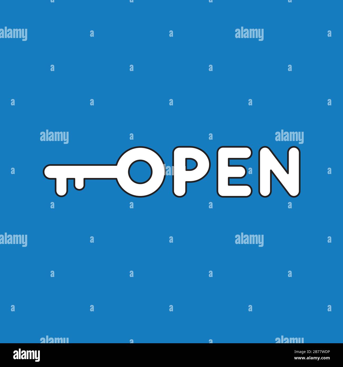 Vector illustration icon concept of open word with key. Black outlines ...