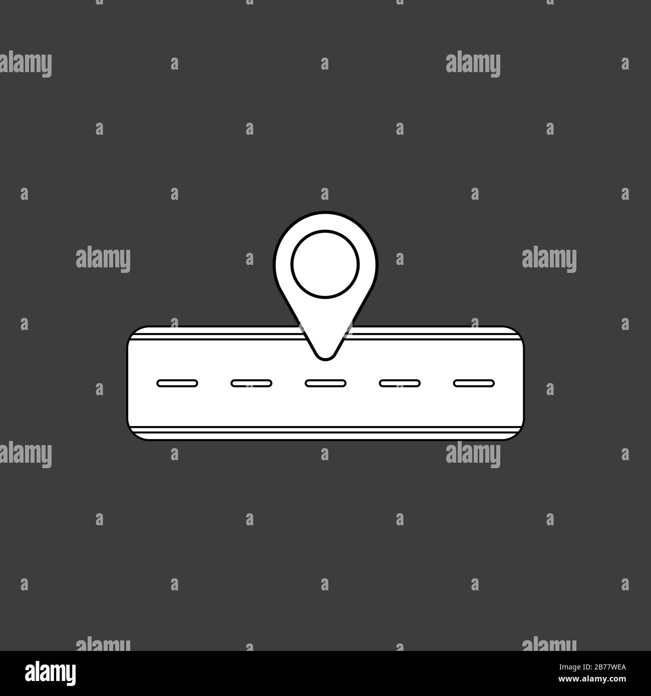 Vector illustration concept of road and pointer symbol. Black outlines, black background Stock ...