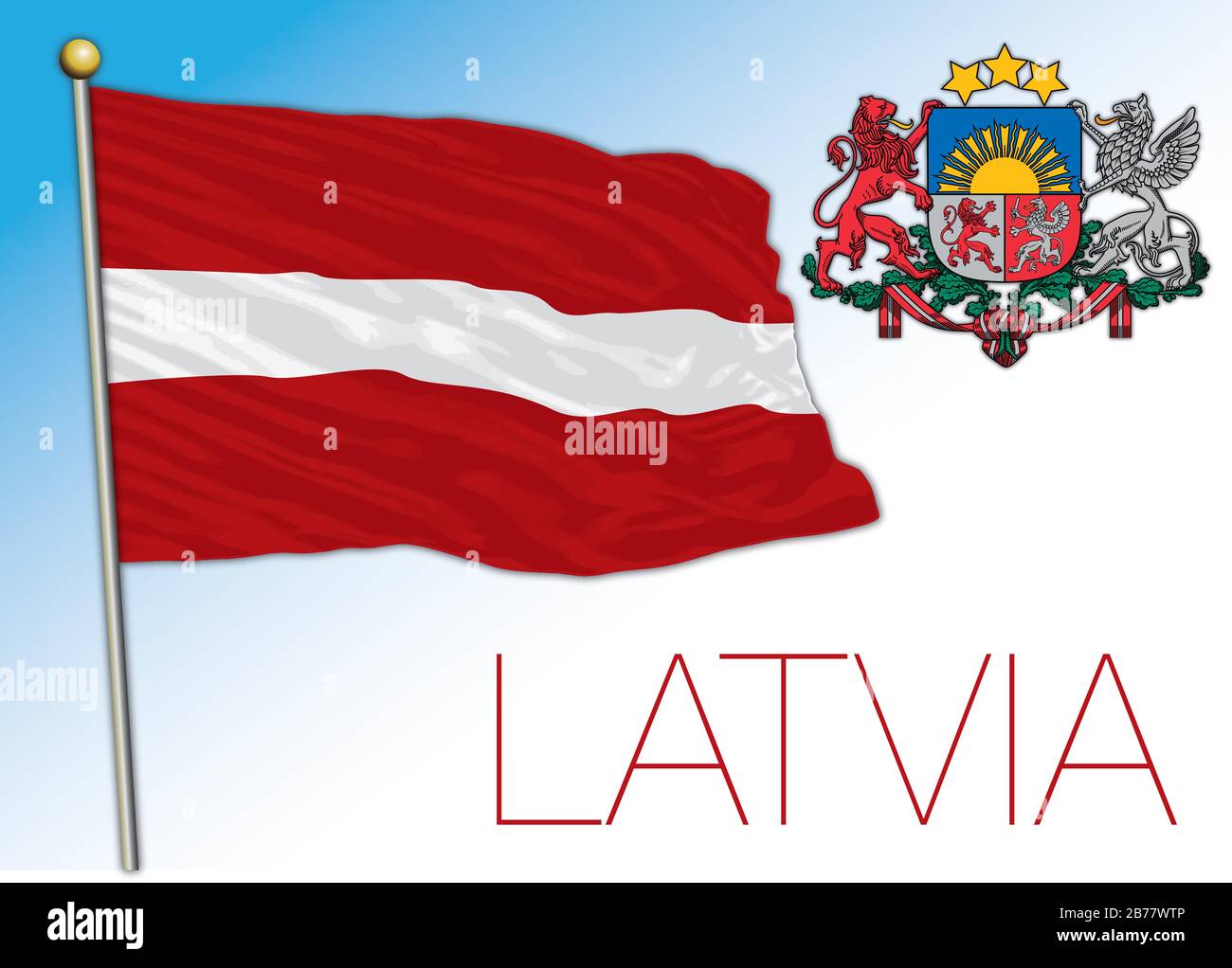 Latvia official national flag and coat of arms, European Union, vector illustration Stock Vector ...
