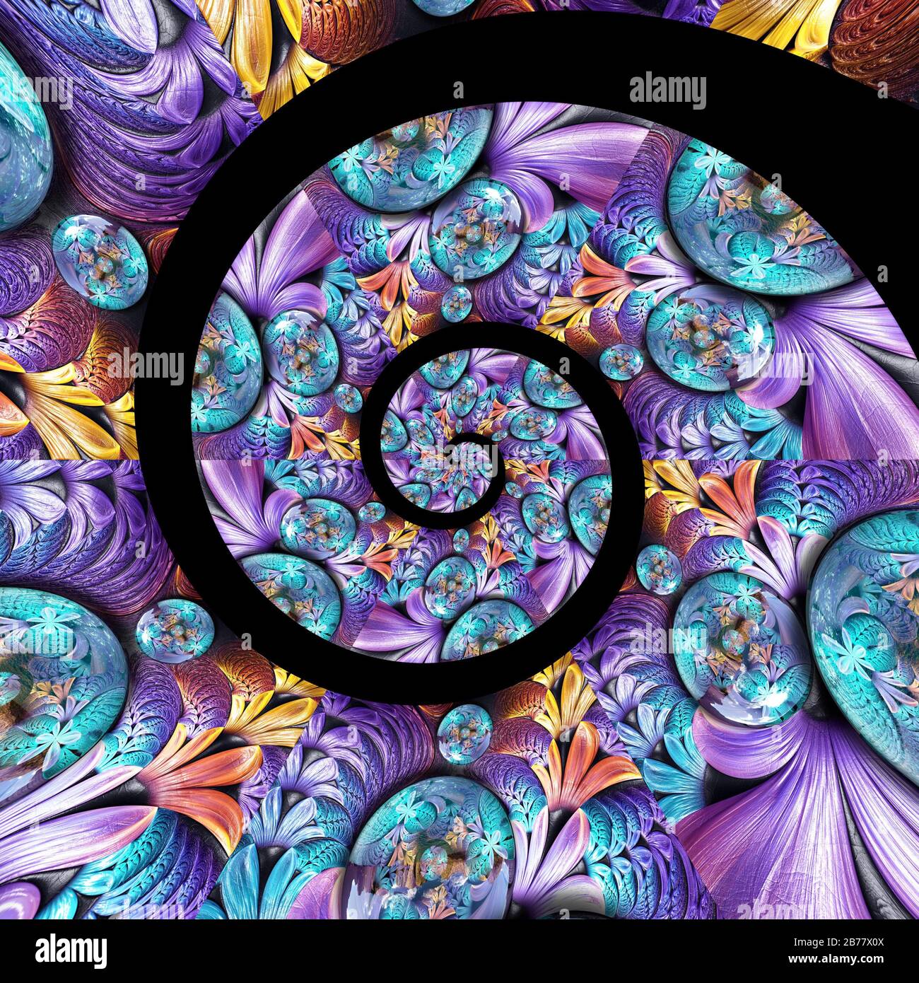 3D rendering magic spiral artwork with weave fractal and fractal ...