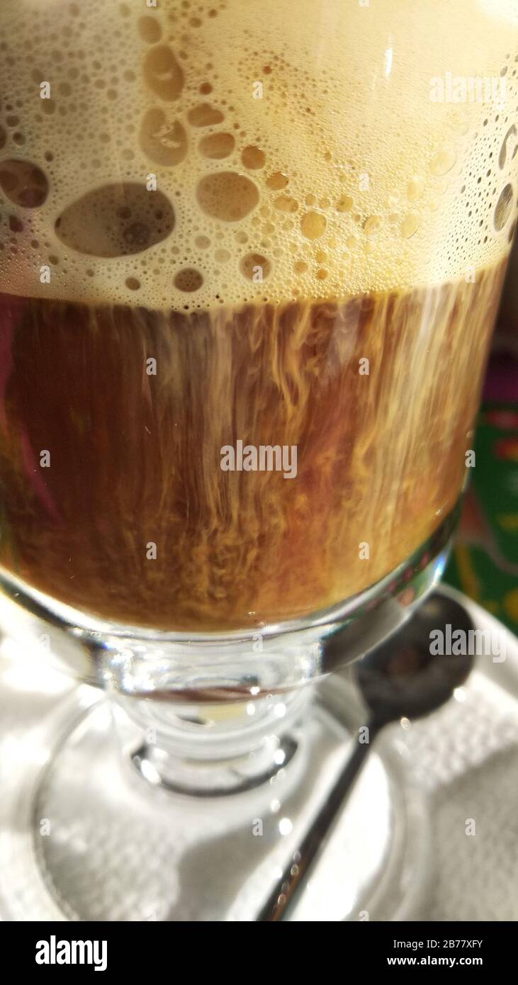 Viennese coffee close-up. The texture of milk and coffee Stock Photo ...