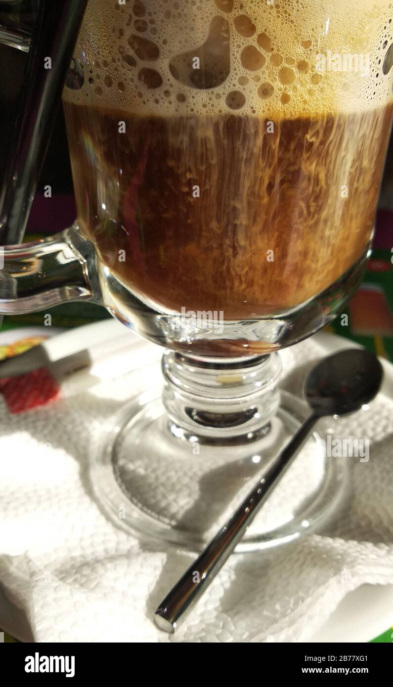 Viennese coffee close-up. The texture of milk and coffee Stock Photo ...