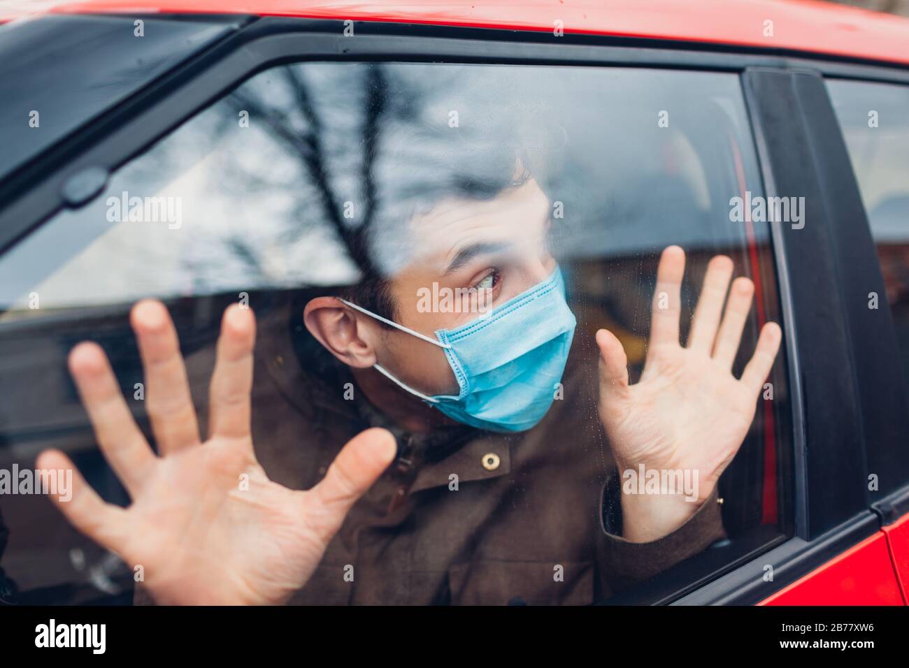 Scared man in car hi-res stock photography and images - Alamy
