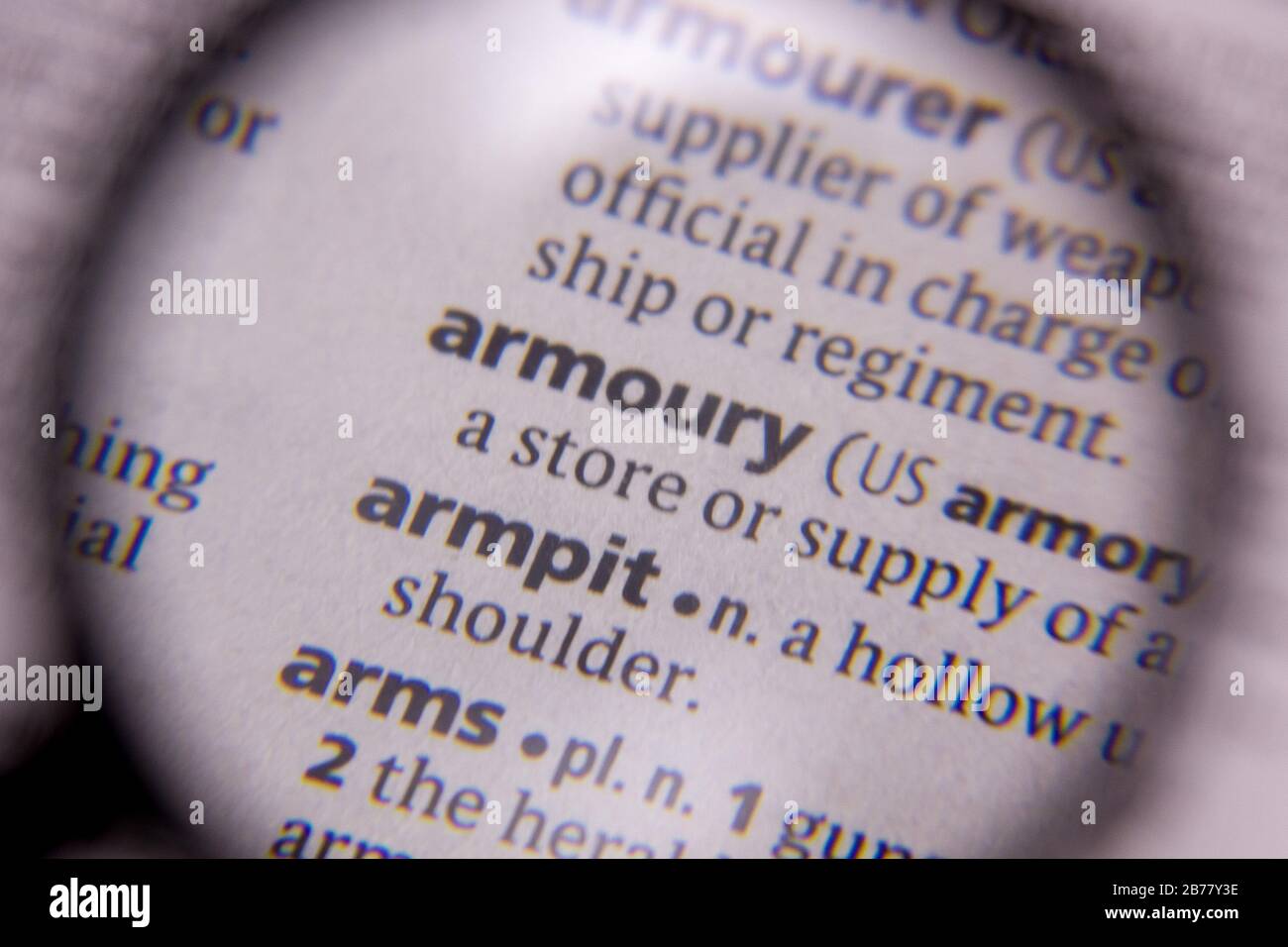 Armoury word or phrase in a dictionary Stock Photo - Alamy