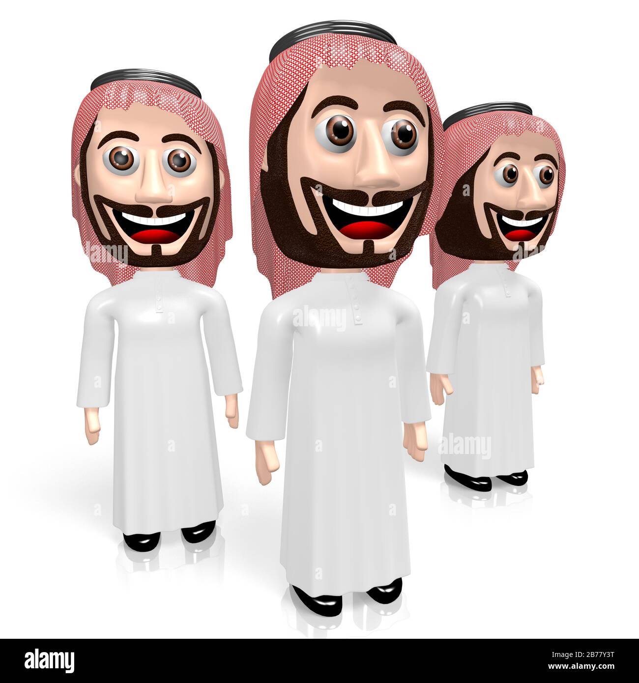 3D three arab cartoon characters Stock Photo - Alamy