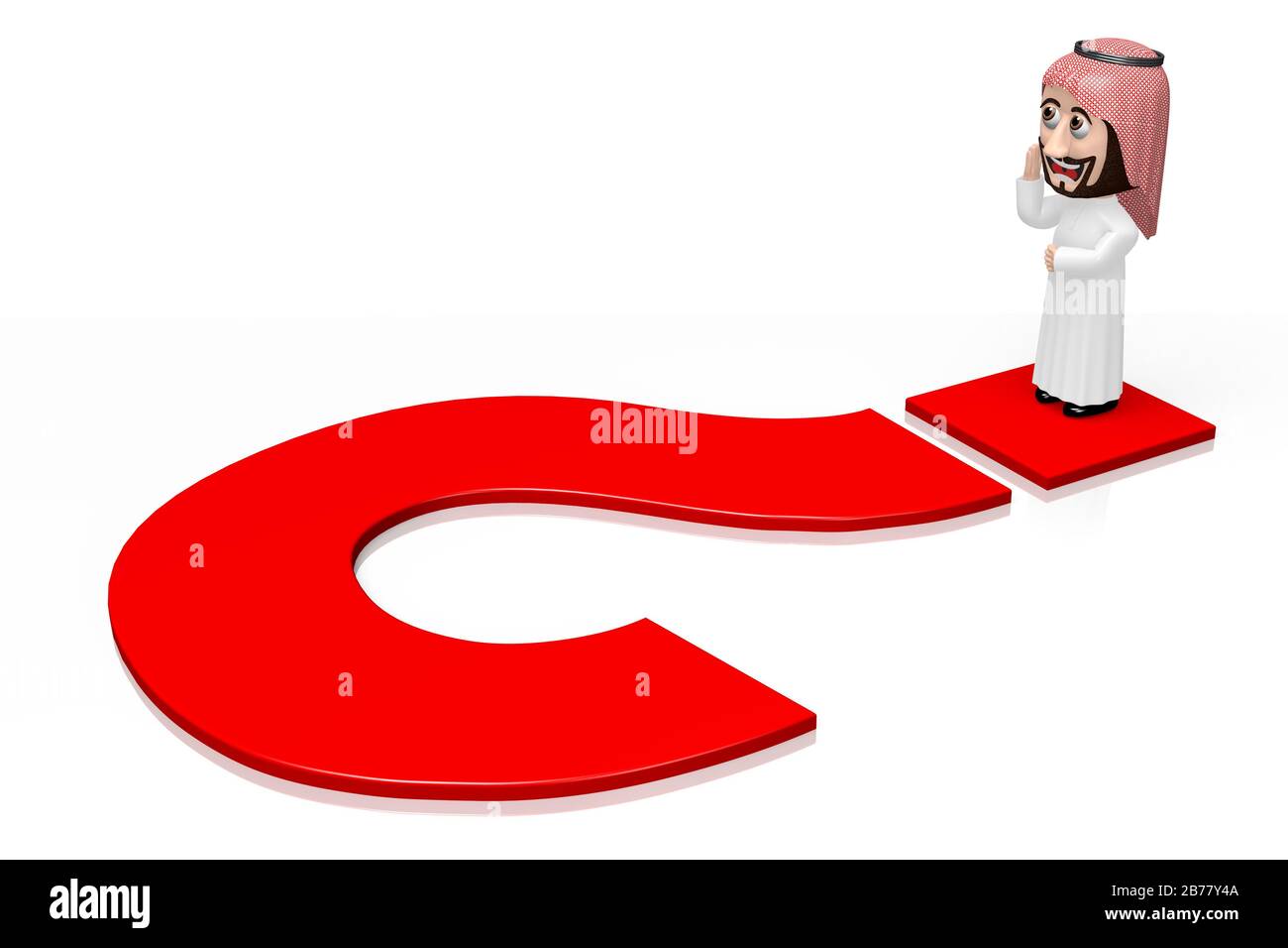 3D arab cartoon character, question mark Stock Photo - Alamy