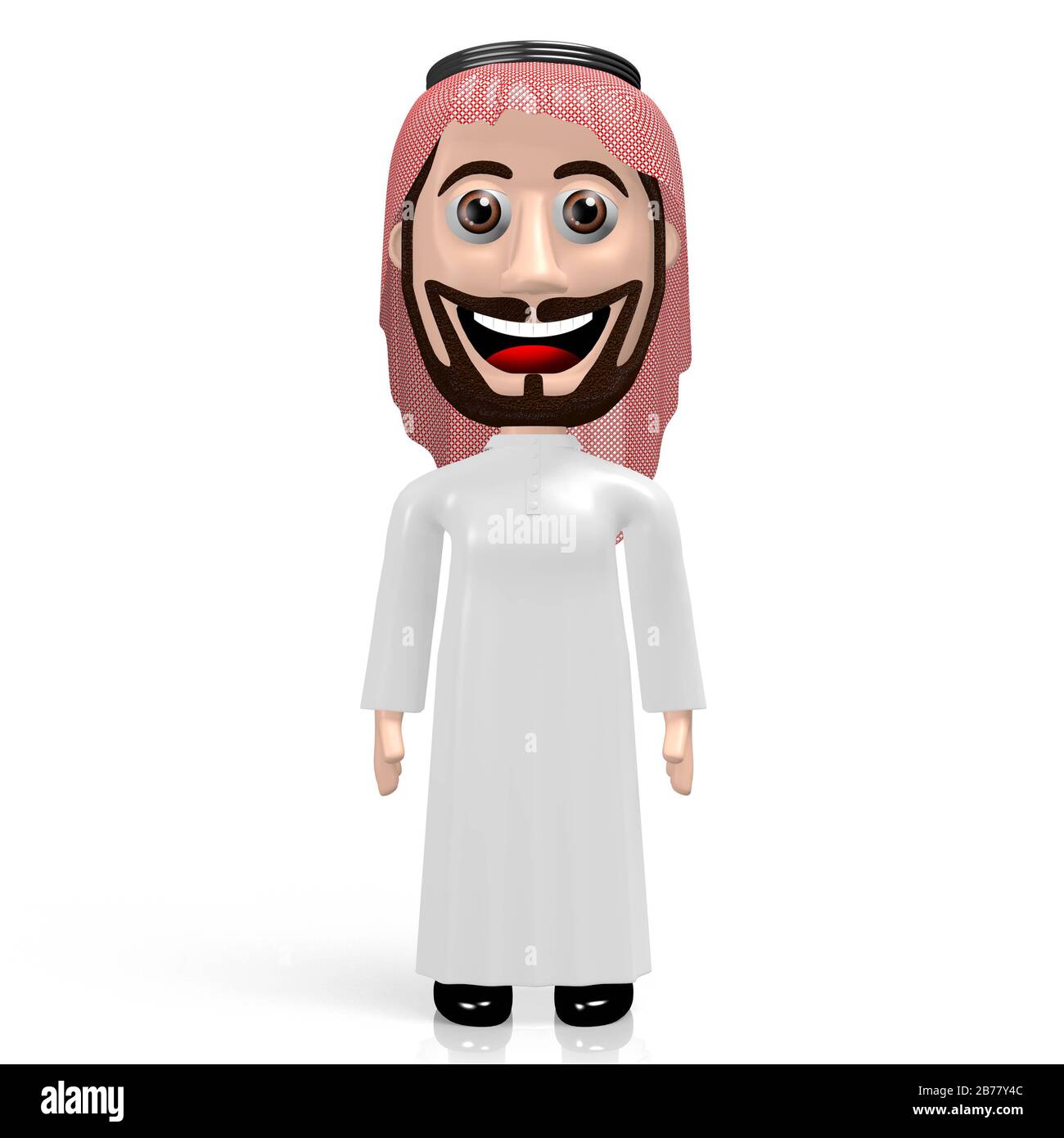 3D arab cartoon character standing on white background Stock Photo - Alamy