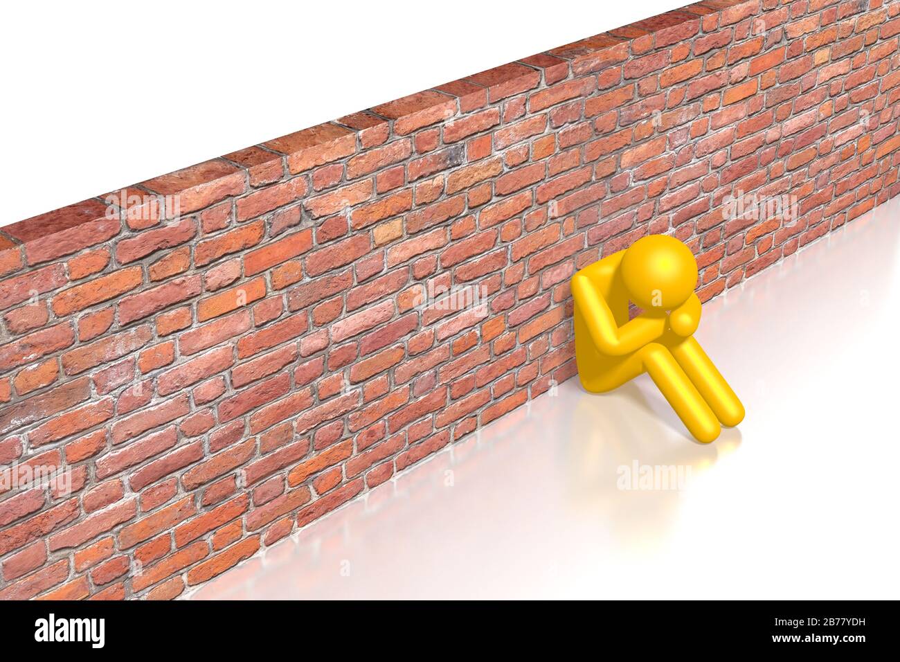 Sad cartoon character sitting beside a wall Stock Photo - Alamy