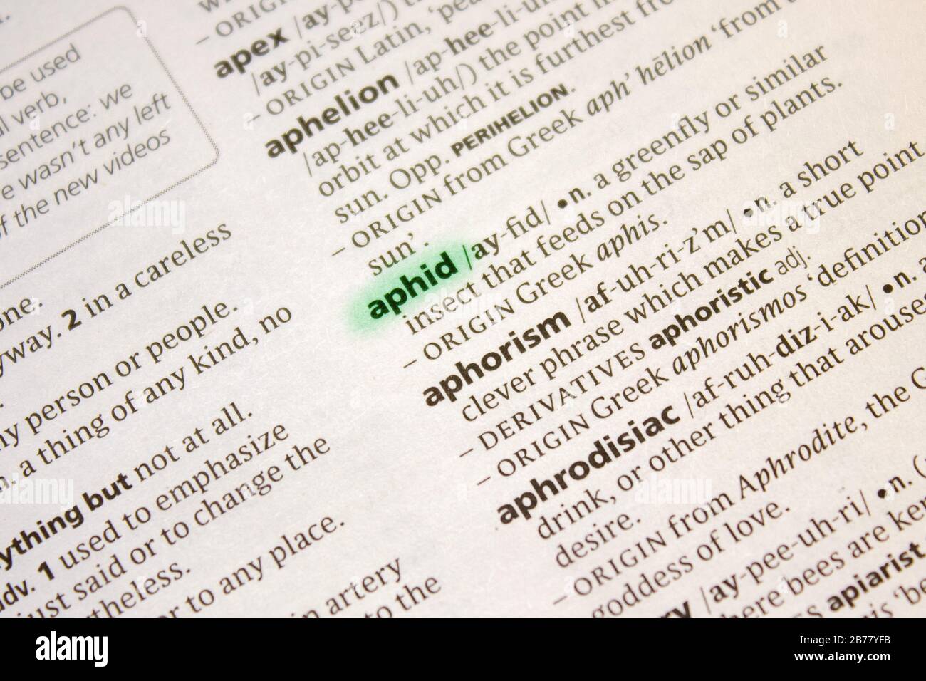 Aphid word or phrase in a dictionary Stock Photo - Alamy