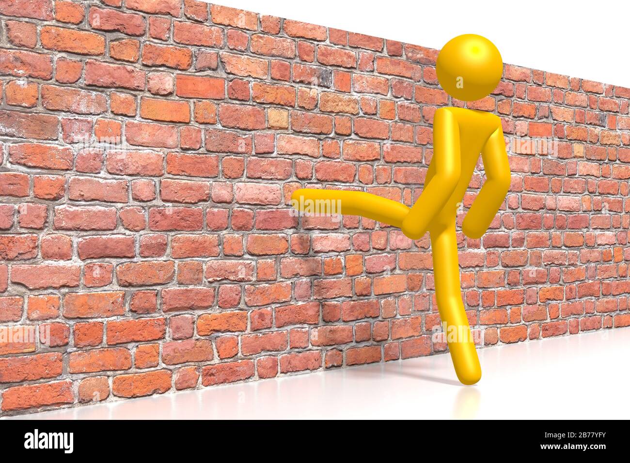 3D brick wall - kicking Stock Photo - Alamy