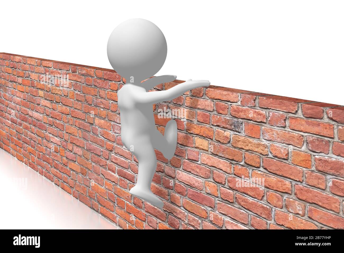 Jumping over wall/ conquering adversity/ overcoming problems concept ...