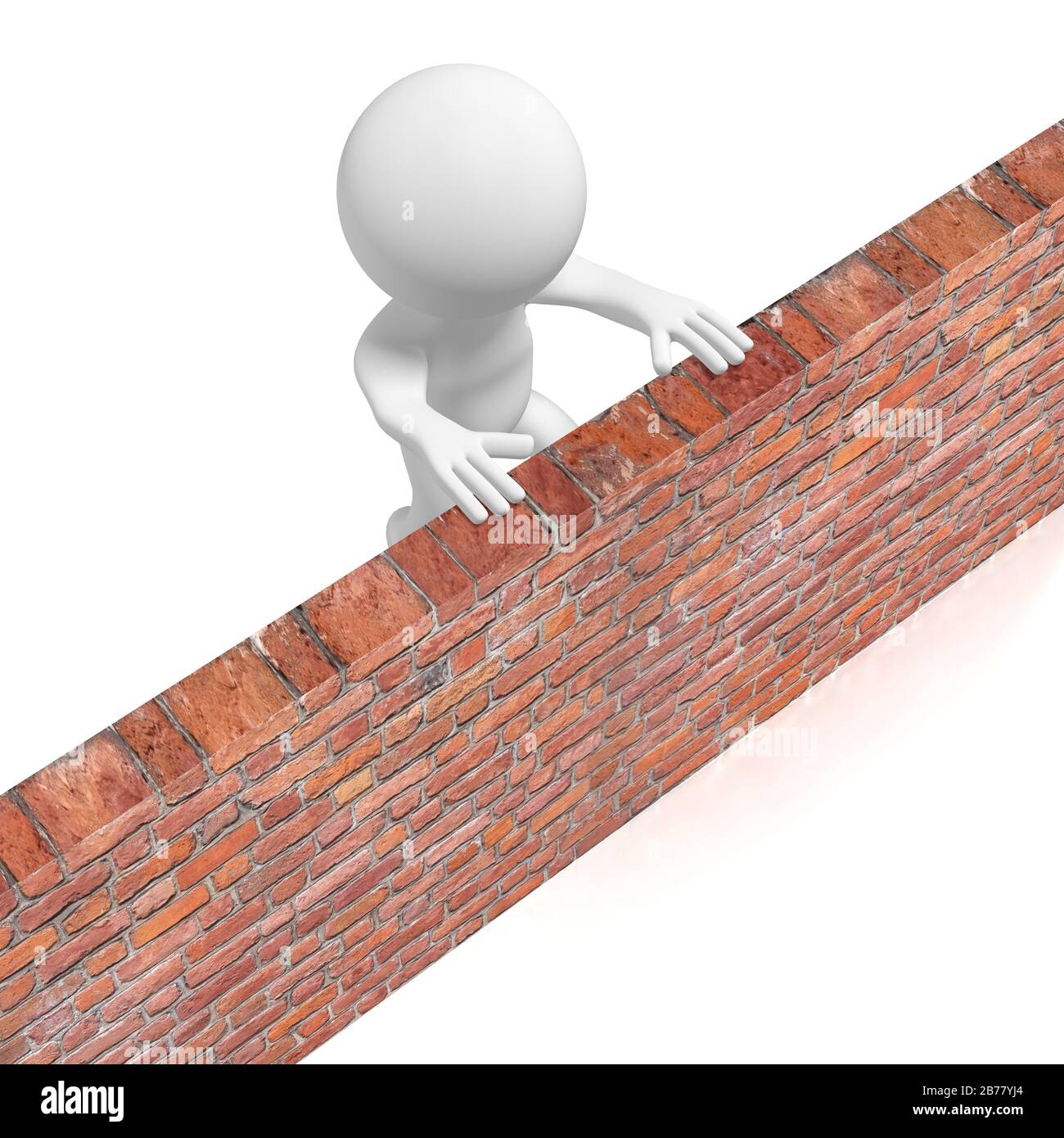 Jumping over wall/ conquering adversity/ overcoming problems concept ...