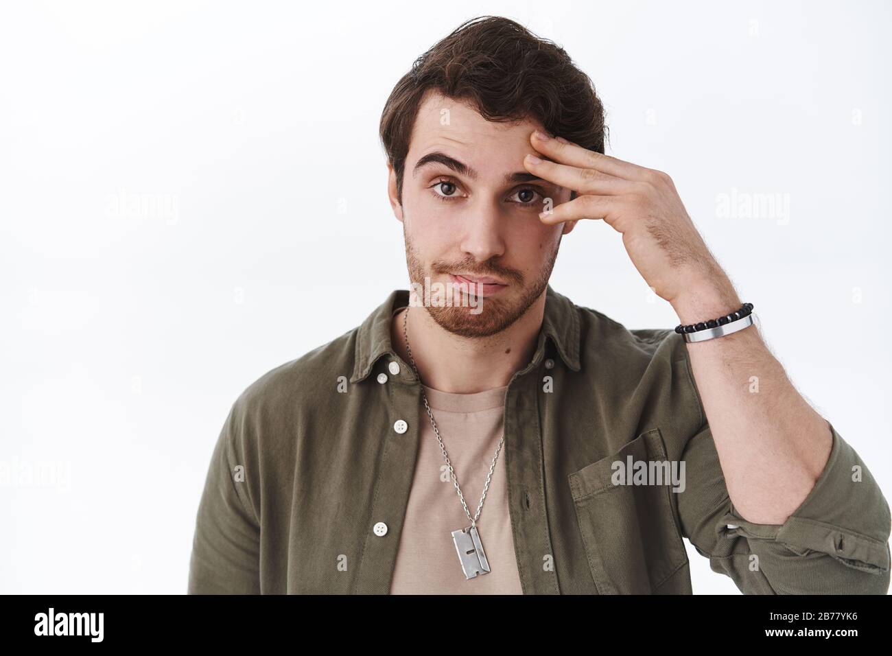 Business man phew gesture hi-res stock photography and images - Alamy